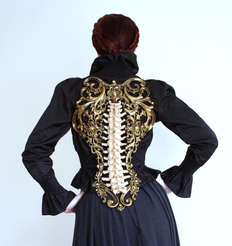 Gold & Bone Spine Metallic Latex Rubber Filigree Back Piece Armour ...