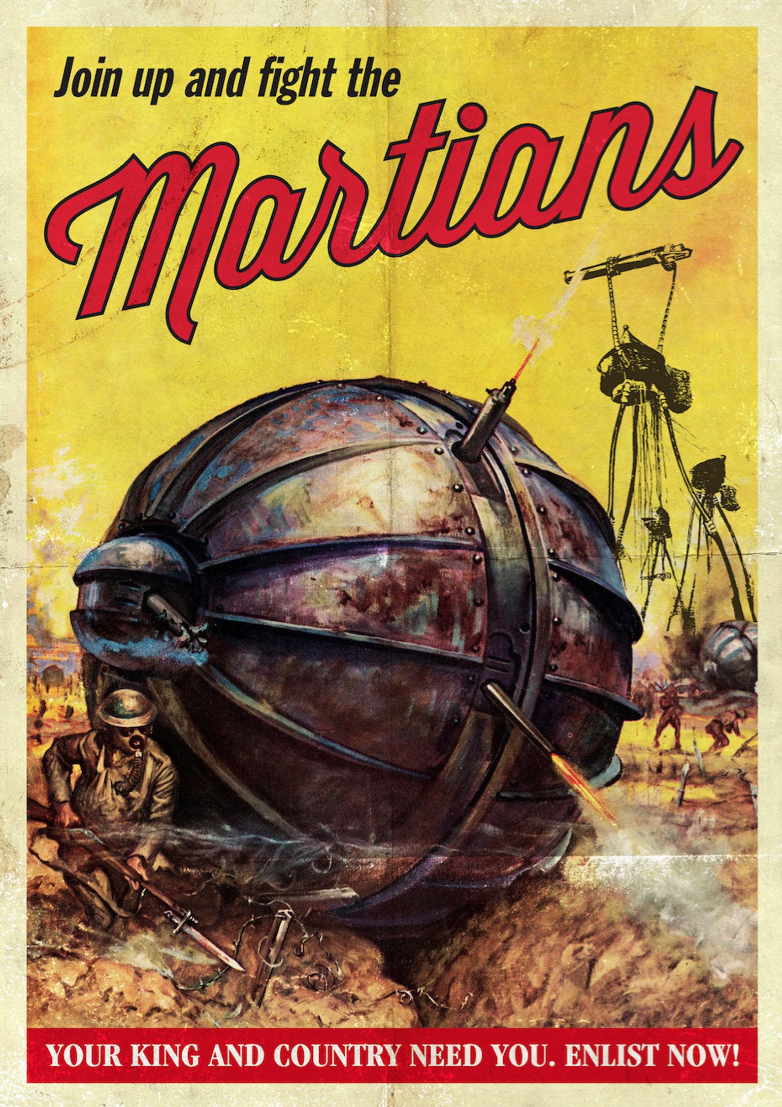 Retro Steampunk Join Up and Fight The Martians Art Print. – The ...